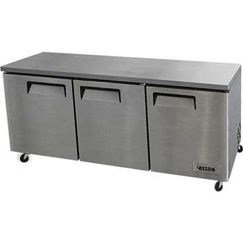 Bison Refrigeration Undercounter Refrigerator, Three-Section, 32.8 cu ...