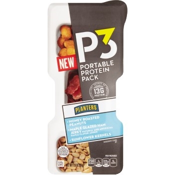 Kraft® P3 Portable Protein Pack, Ham Jerky, Peanuts & Sunflower Kernels ...