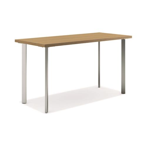 HON® Coze Table Desk, 42"W x 24"D, Natural Recon Laminate, Silver Leg ...