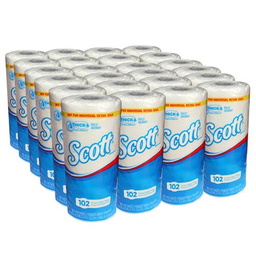 Scott Kitchen Paper Towels, Perforated, 1-Ply, White, 102 Sheets/Roll ...