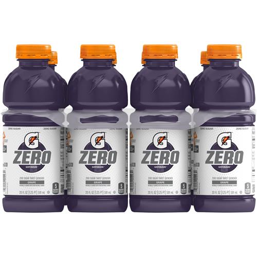 Gatorade Zero Thirst Quencher Sports Drink, Grape Flavored, 20 fl oz, 8 ...