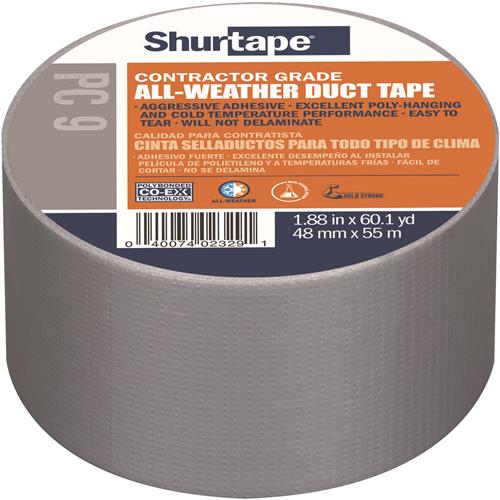 Shurtape® PC 9 Contractor Grade Co-Extruded Duct Tape, Silver, 48mm x ...