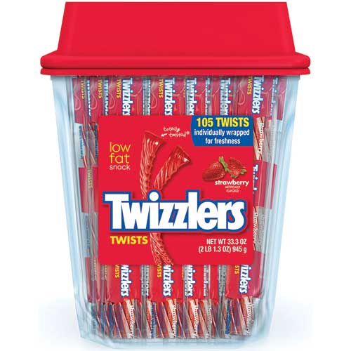 Twizzlers® Strawberry Twizzlers Licorice, Individually Wrapped, 2lb Tub ...